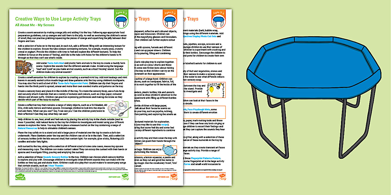 Kindergarten Ages 0-5 Large Activity Trays: All About Me - My Senses