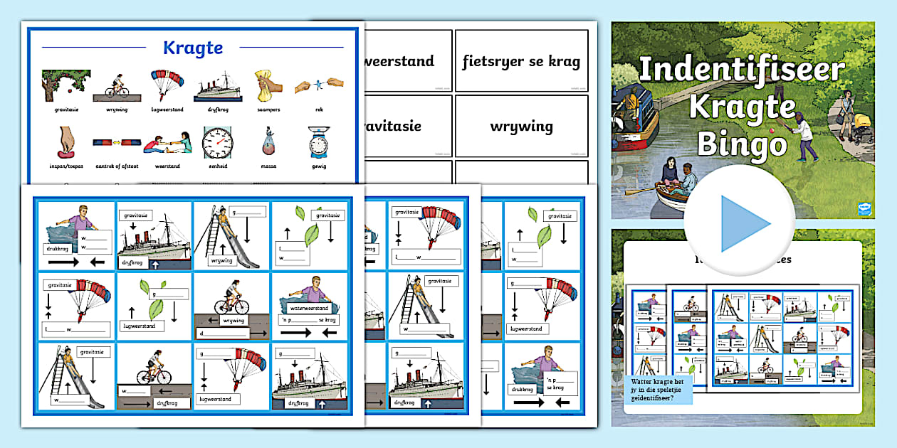 Identifiseer Kragte Bingo-speletjie (Teacher-Made) - Twinkl