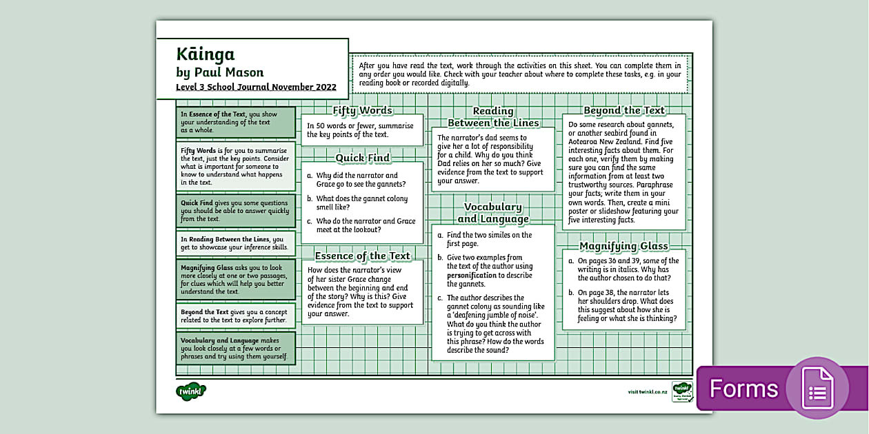 Level 3 November 2022 School Journal: Kāinga (Comprehension)