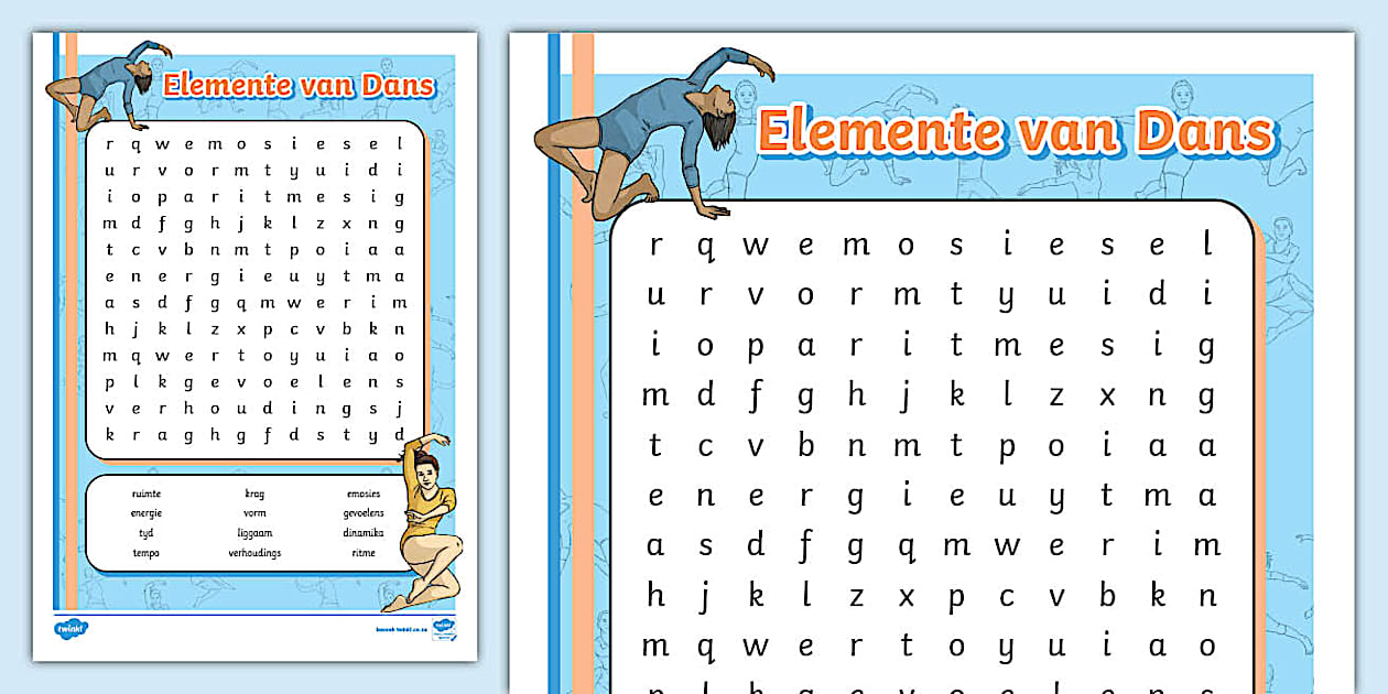 Elemente van Dans Woordsoek (teacher made) - Twinkl