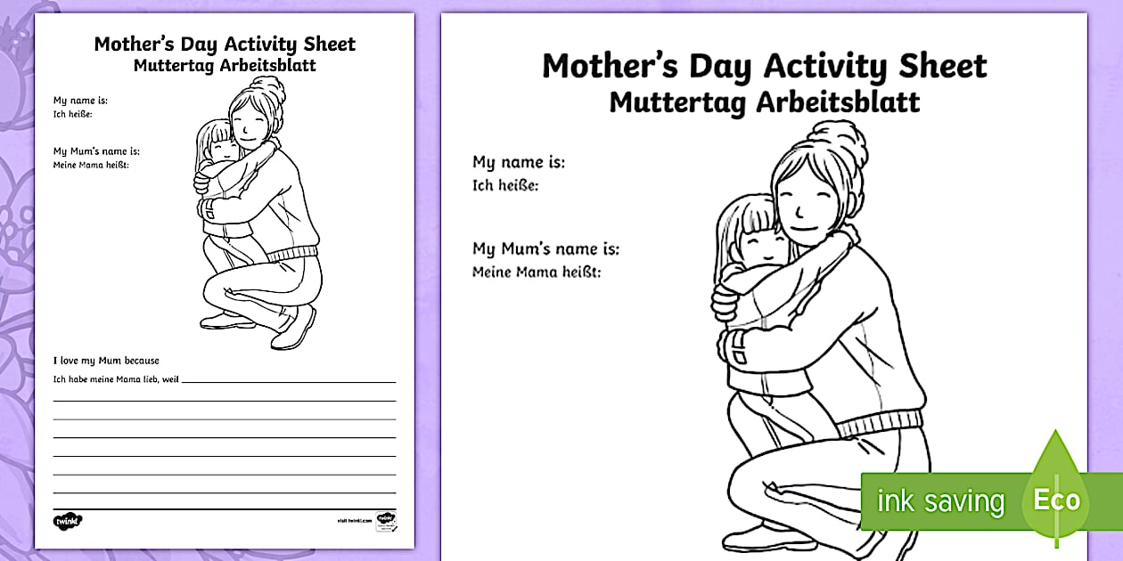 Mother's Day Worksheet English/German (teacher made)