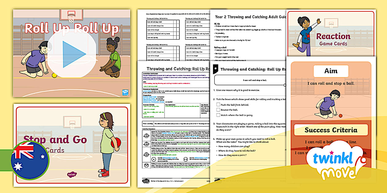 Move PE Year 2 Throwing and Catching Lesson 1: Roll Up Roll Up