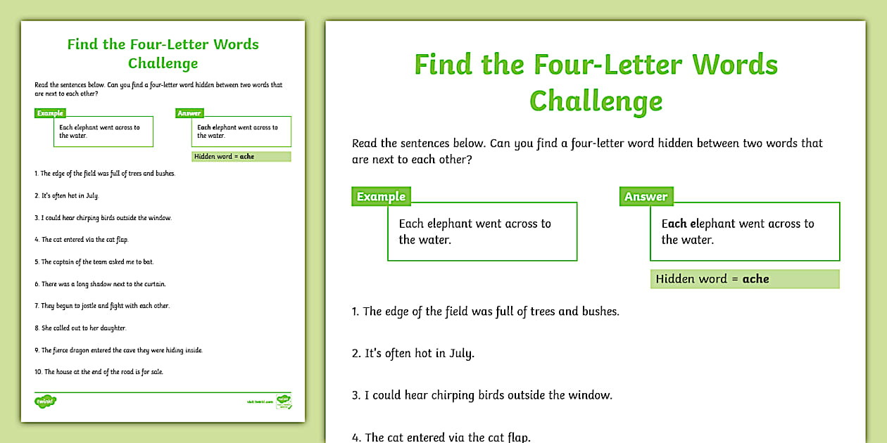 Find the Four-Letter Words Challenge (teacher made) - Twinkl