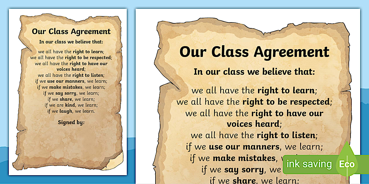 Our Classroom Agreement Poster (teacher made) - Twinkl