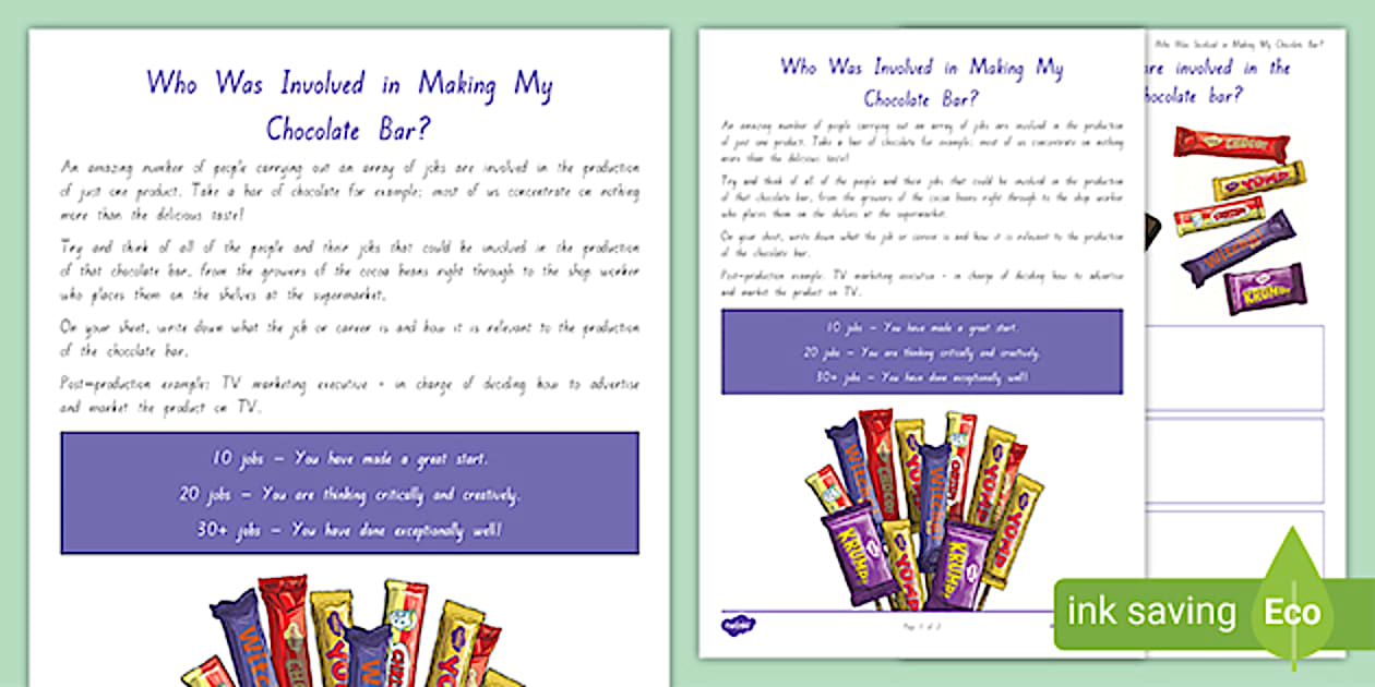 Who Was Involved in Making My Chocolate Bar? Activity