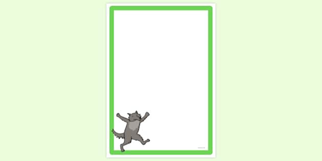 Simple Blank Wolf Running Away Page Border | Twinkl