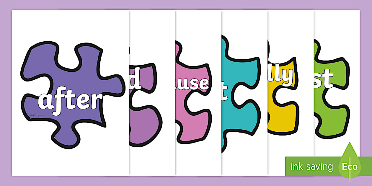 Conjunctions on Jigsaw Pieces (teacher made) - Twinkl