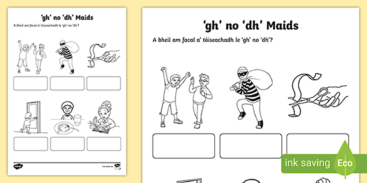 'gh' no 'dh'? Duilleag-gnìomh (teacher made) - Twinkl