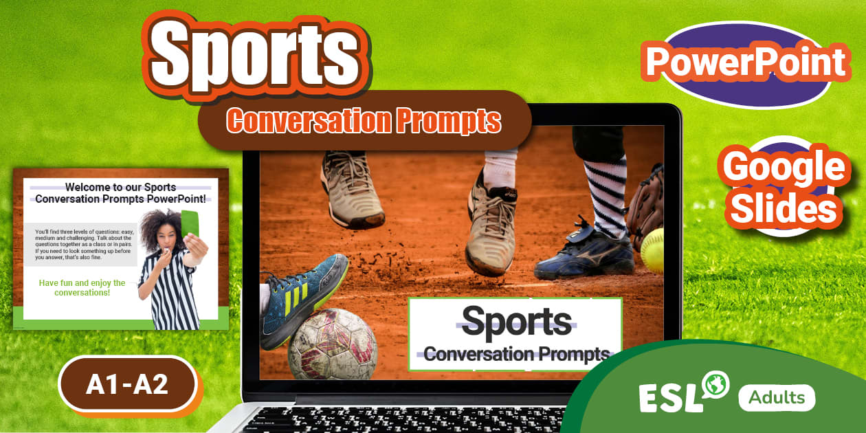 Sports Conversation PowerPoint Prompts [Adults, A1-A2]