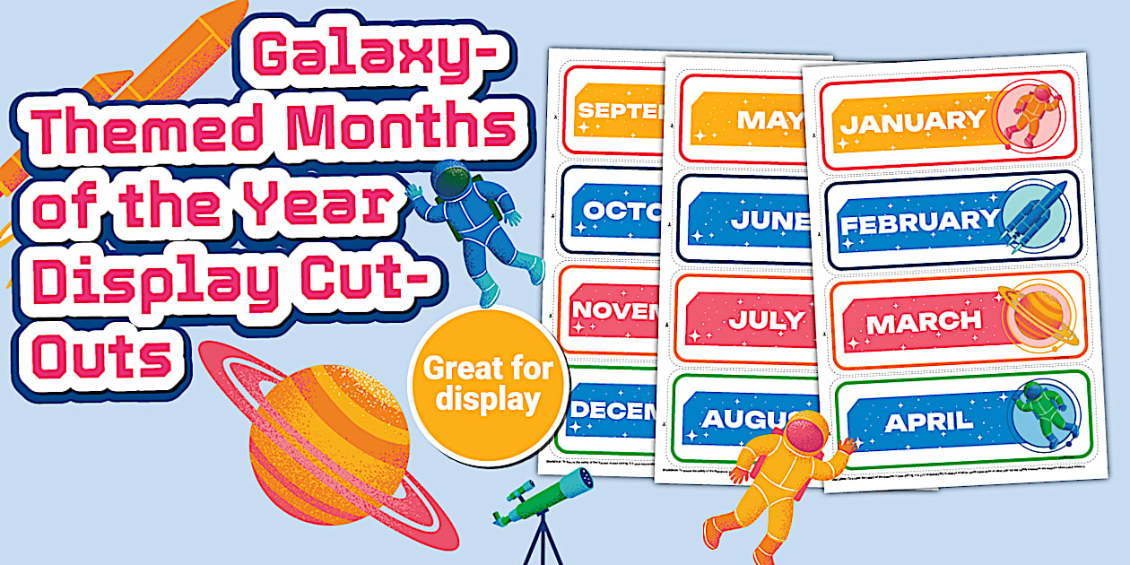 Galaxy-Themed Months of the Year Display Cut-Outs
