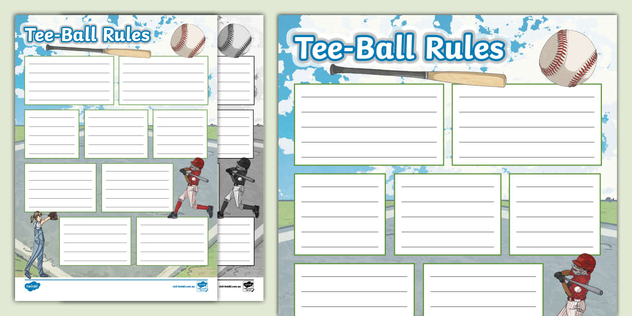 Tee-Ball Rules Writing Template (Teacher-Made) - Twinkl