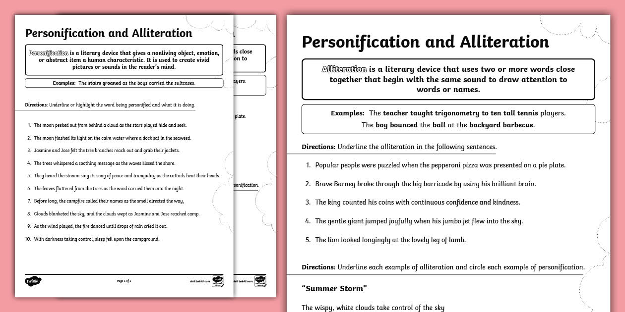 Poetry Analysis (Personification and Alliteration) - Twinkl
