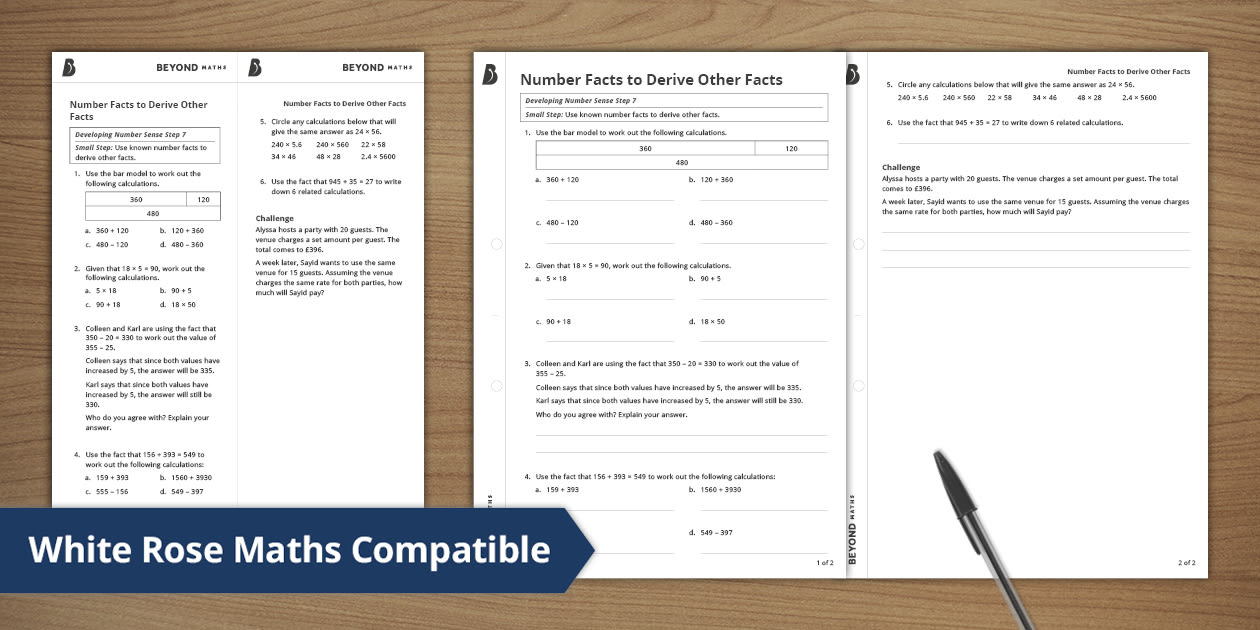 👉 Number Facts to Derive Other Facts