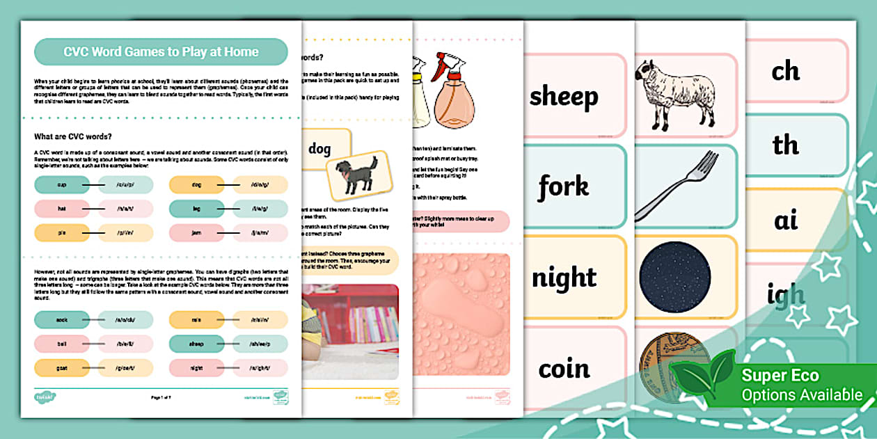 Printable CVC Word Games to Play at Home | Parents Phonics