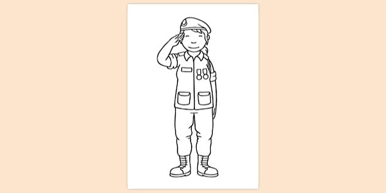Female Soldier Colouring Page | Colouring Sheets - Twinkl