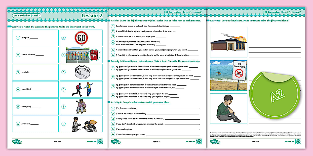 ESL Curriculum Level 7, Lesson 2 Worksheet (Lehrer gemacht)