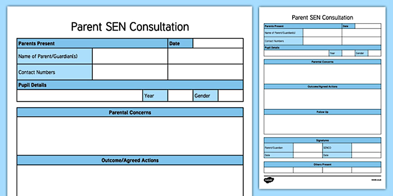 Black and White Parent SEN Consultation Writing Template