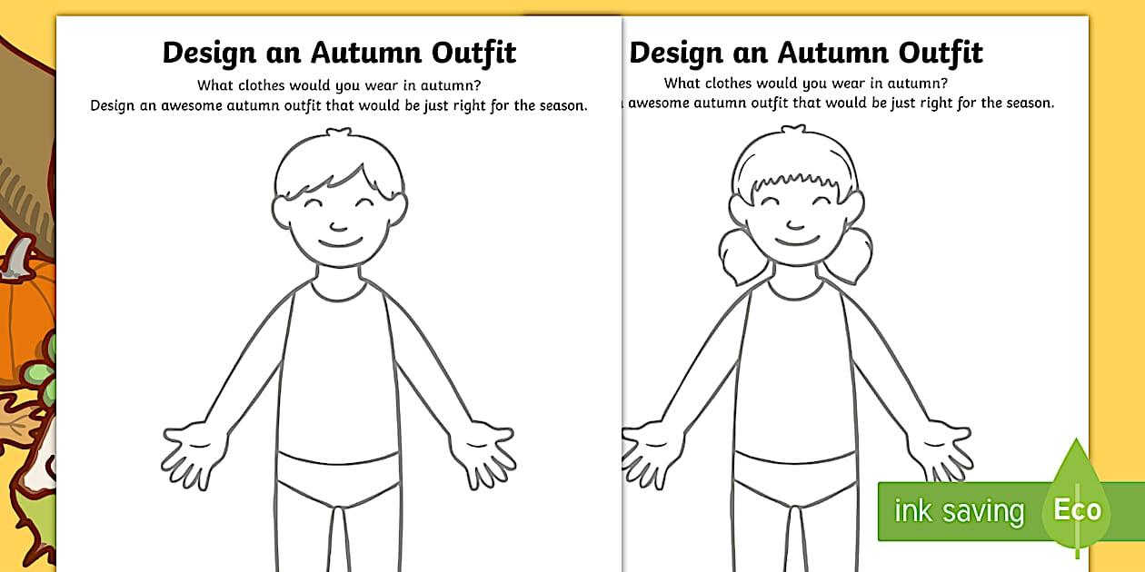 Autumn Clothes Outfit Drawing Worksheet / Worksheet Pack, worksheet