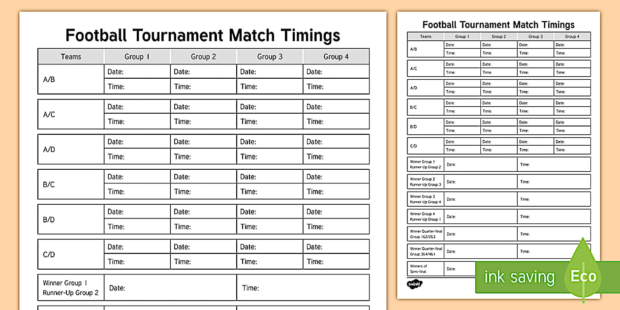 KS1 Football Tournament Match Timings Adult Guidance