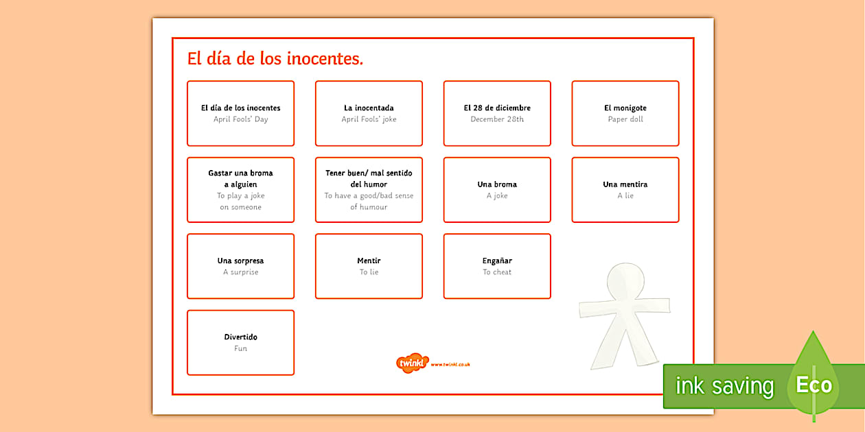 Editable April Fools' Day Word Mat Spanish (teacher made)