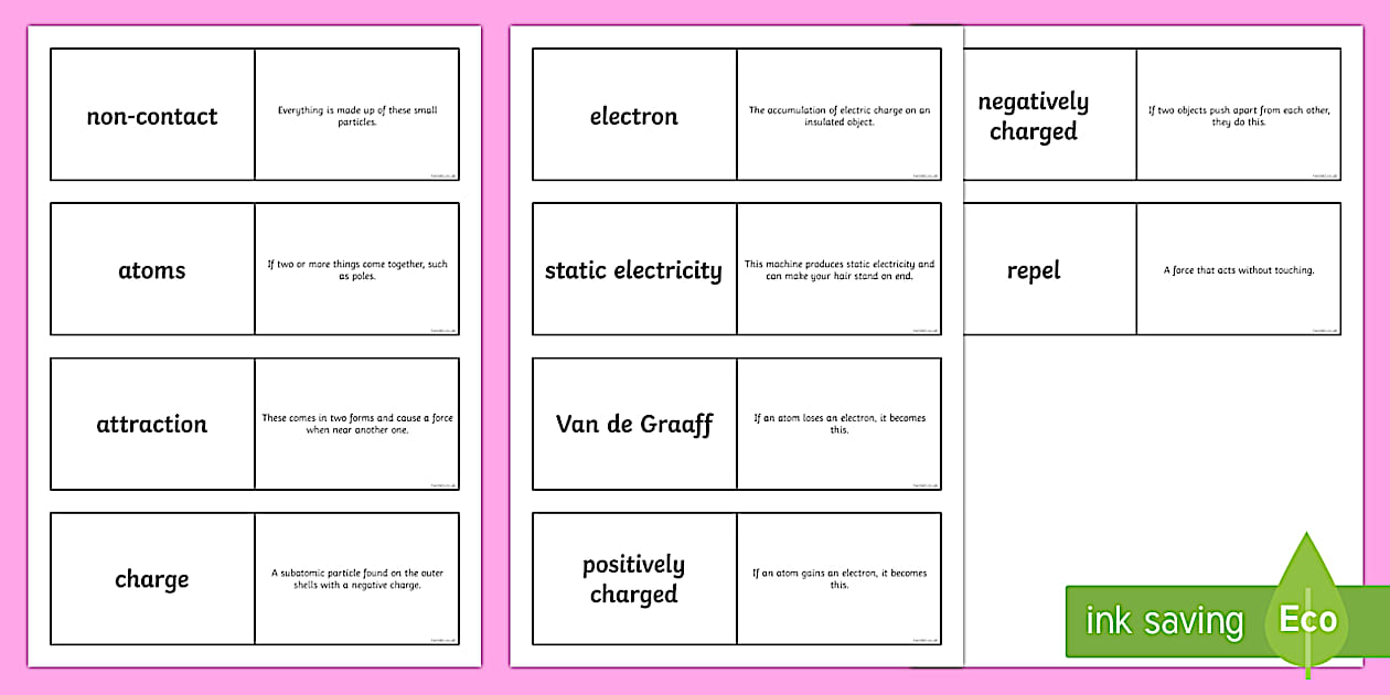 Electricity and Static Electricity Loop Cards (teacher made)