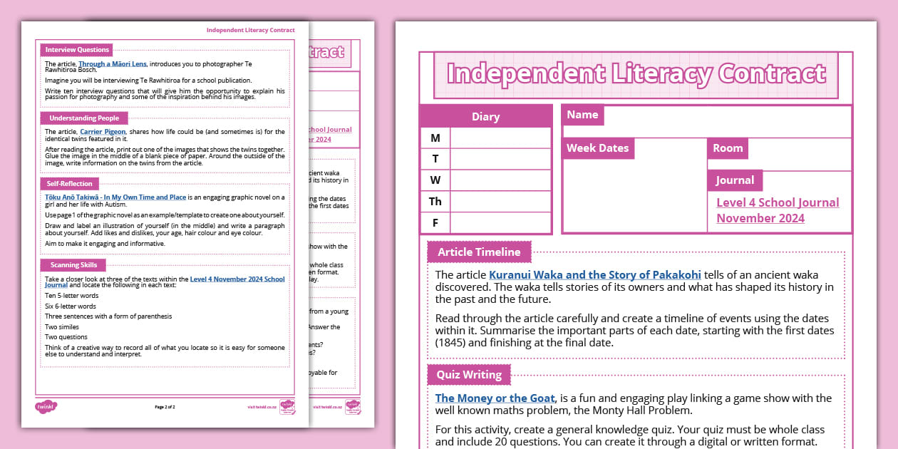 L4 November 2024 Journal Independent Learning Contract