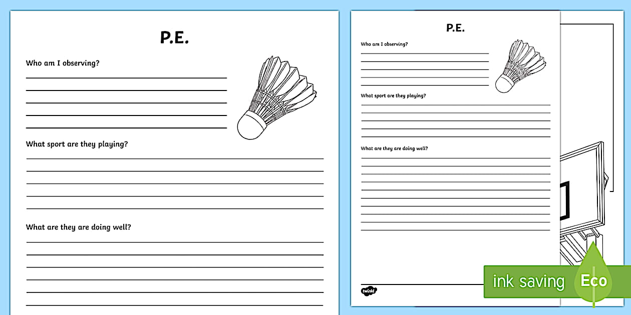 Editable PE Observation Sheet (teacher made) - Twinkl