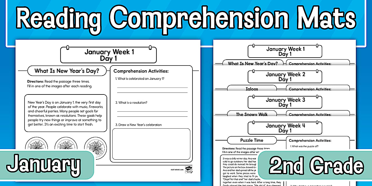 Second Grade January Daily Reading Comprehension Mats