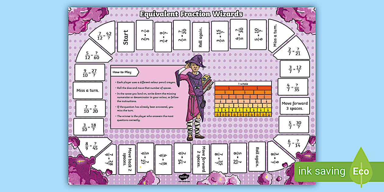 👉 Equivalent Fraction Wizards: A Board Game - Twinkl