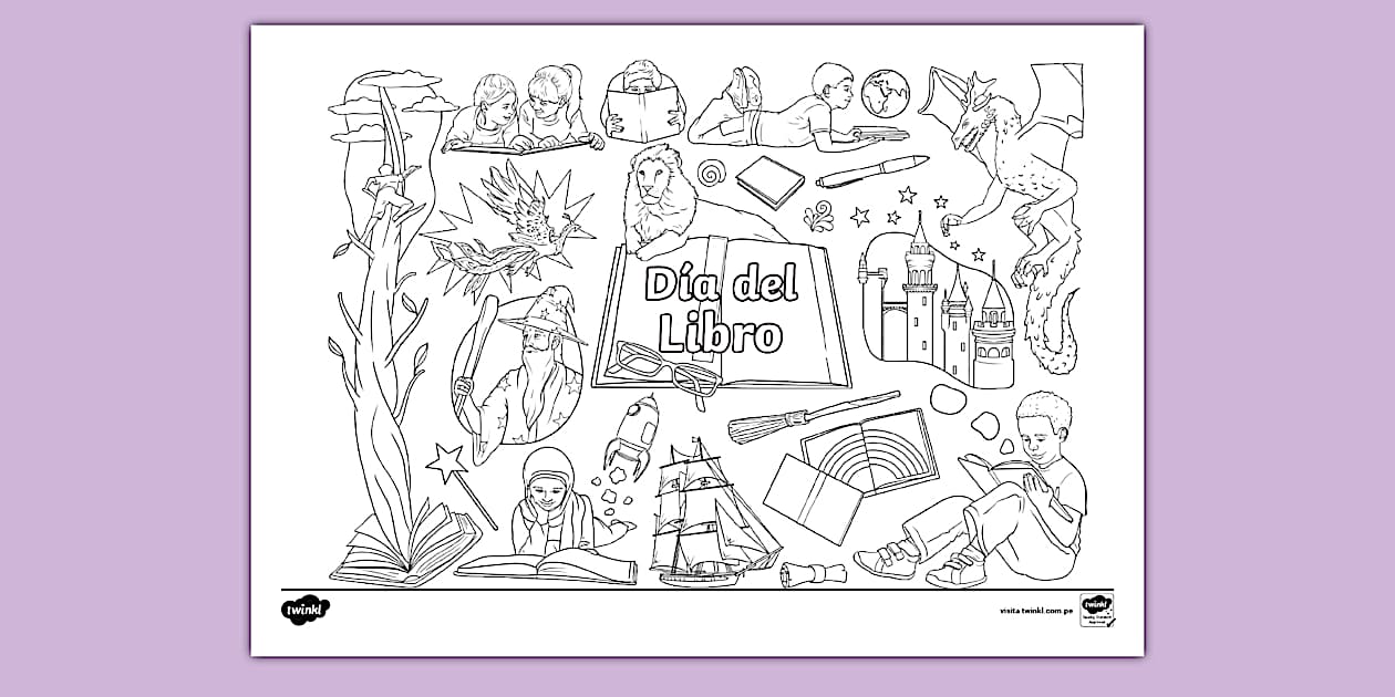 Hoja de colorear: Día del Libro | Recursos Twinkl