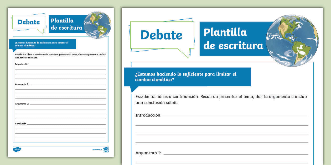 Plantilla de escritura: cambio climático (teacher made)