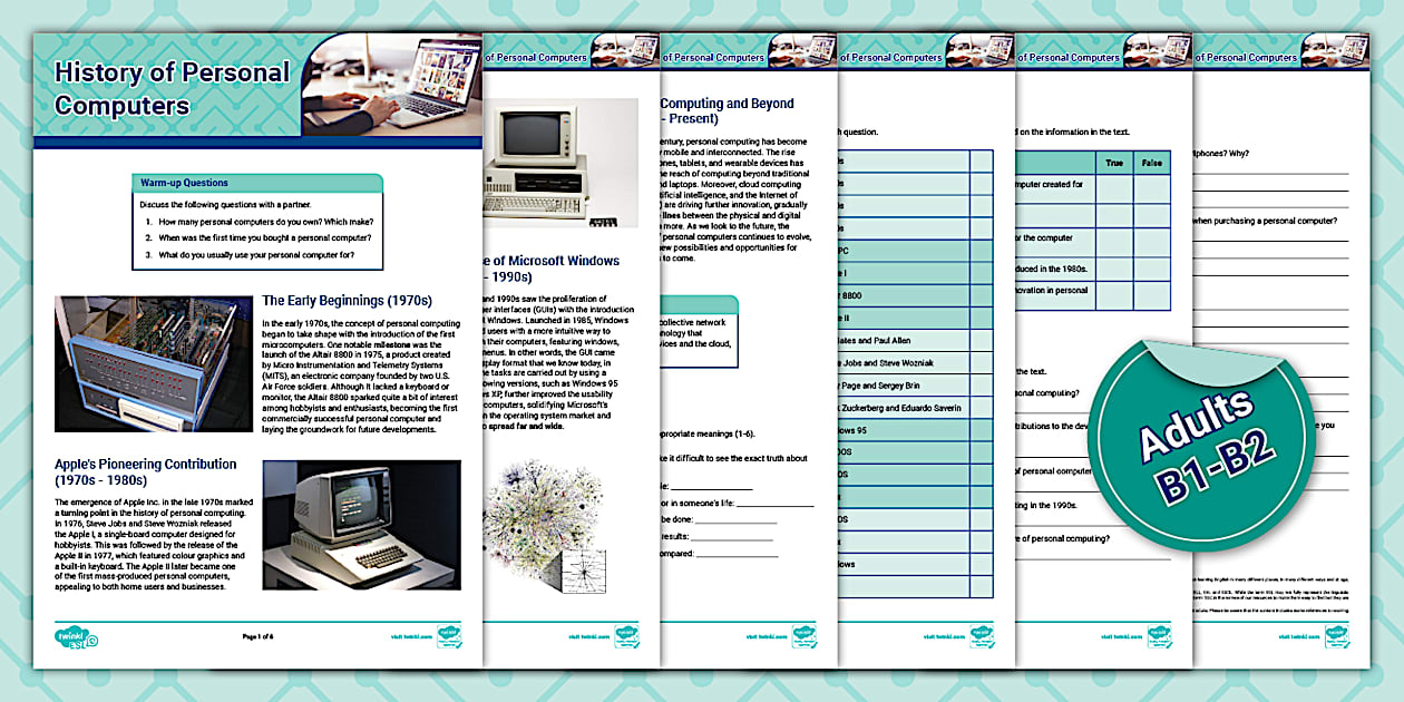 ESL History of Personal Computers [Adults, B1-B2] - Twinkl