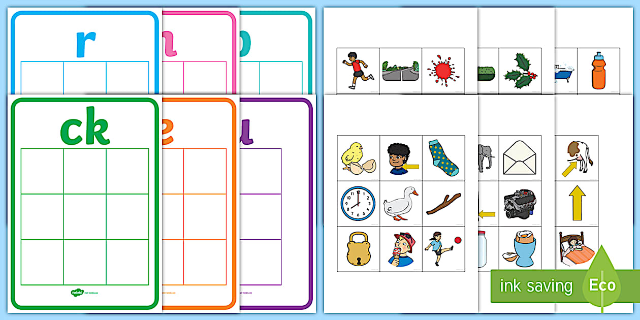 ck, e, u, r, h, b Phonics Sorting Activity Cards - Twinkl