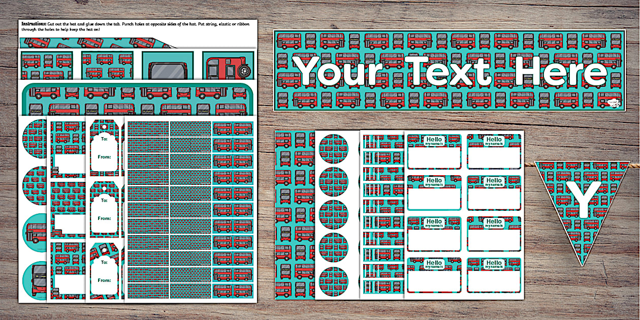 Big Red Bus Decorations Pack | Twinkl Party (teacher made)