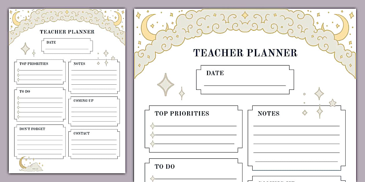 Celestial-Themed Daily Planner (teacher made) - Twinkl