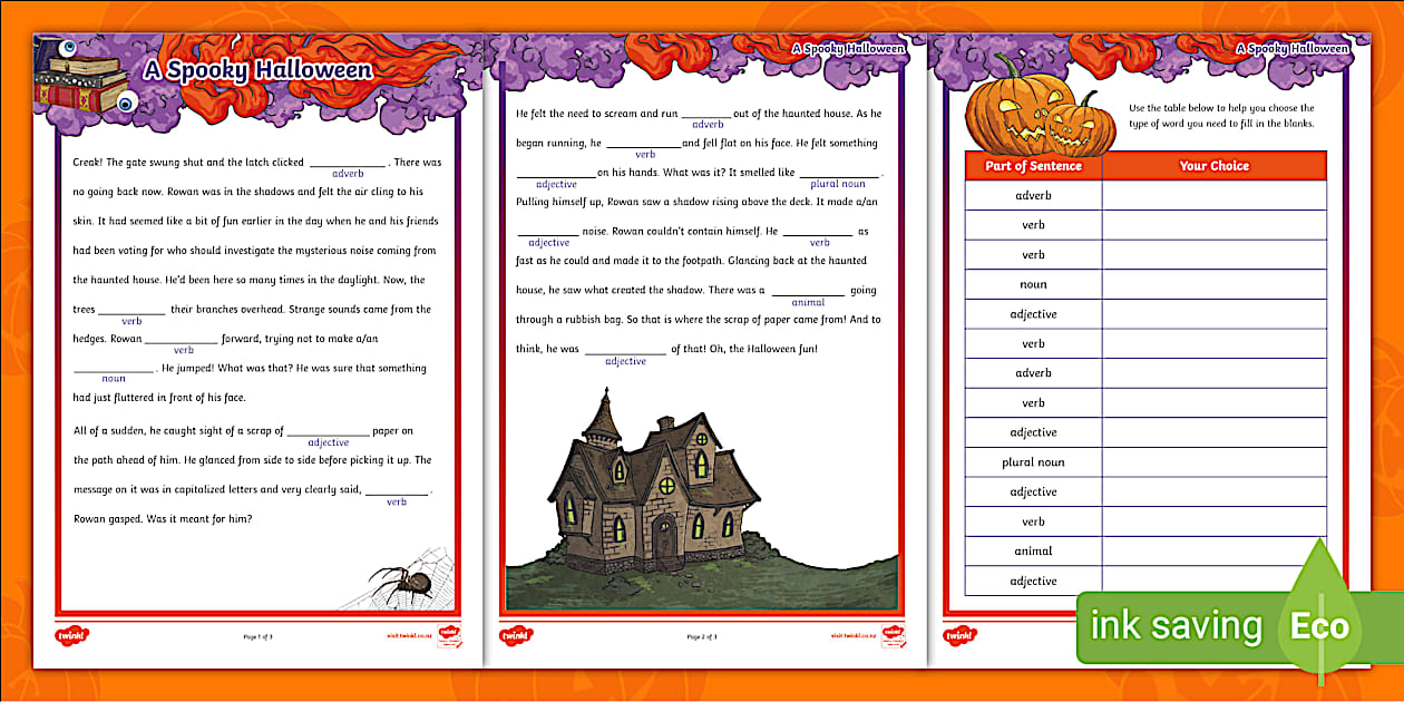 A Spooky Halloween Cloze Activity (l'enseignant a fait)