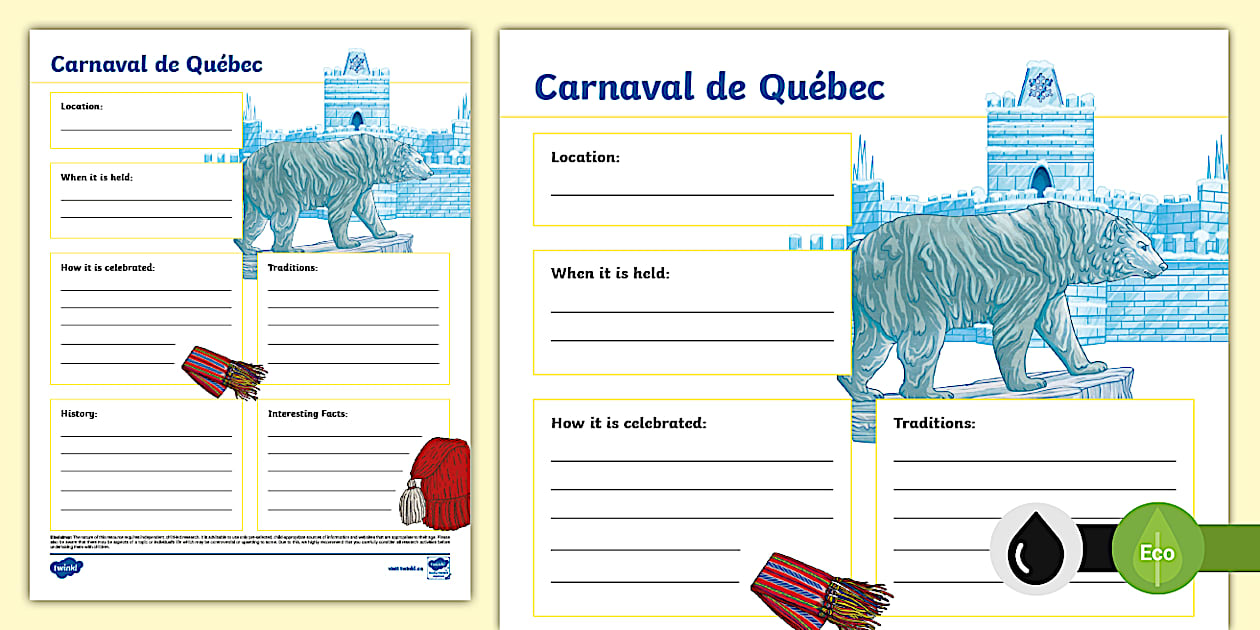 Carnaval de Québec Fact File Template - Twinkl