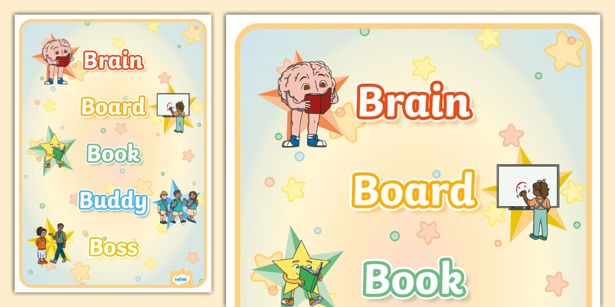👉 Brain Book Board Buddy Boss Display Poster - Twinkl