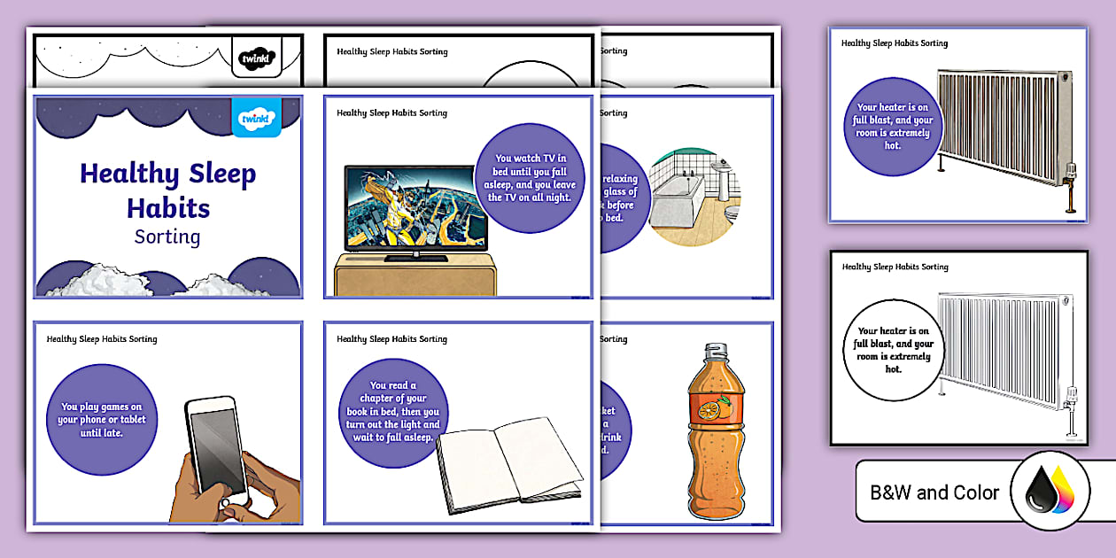 Healthy Sleep Habits Sorting Activity Worksheet for 3rd-5th Grade