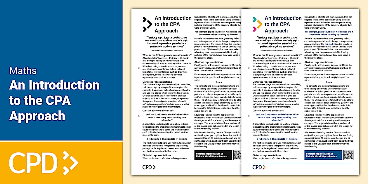 An Introduction to the Concrete Pictorial Abstract Approach CPD