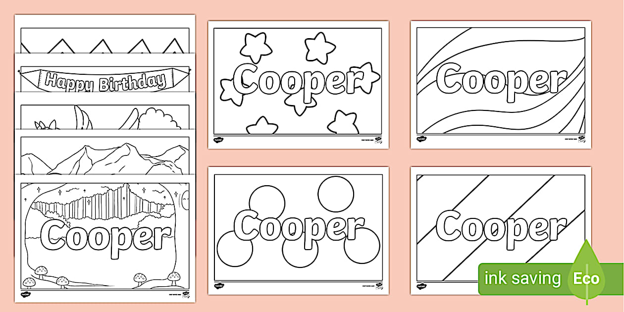 Cooper Name Simple Colouring Activity Sheets | Twinkl | KS1