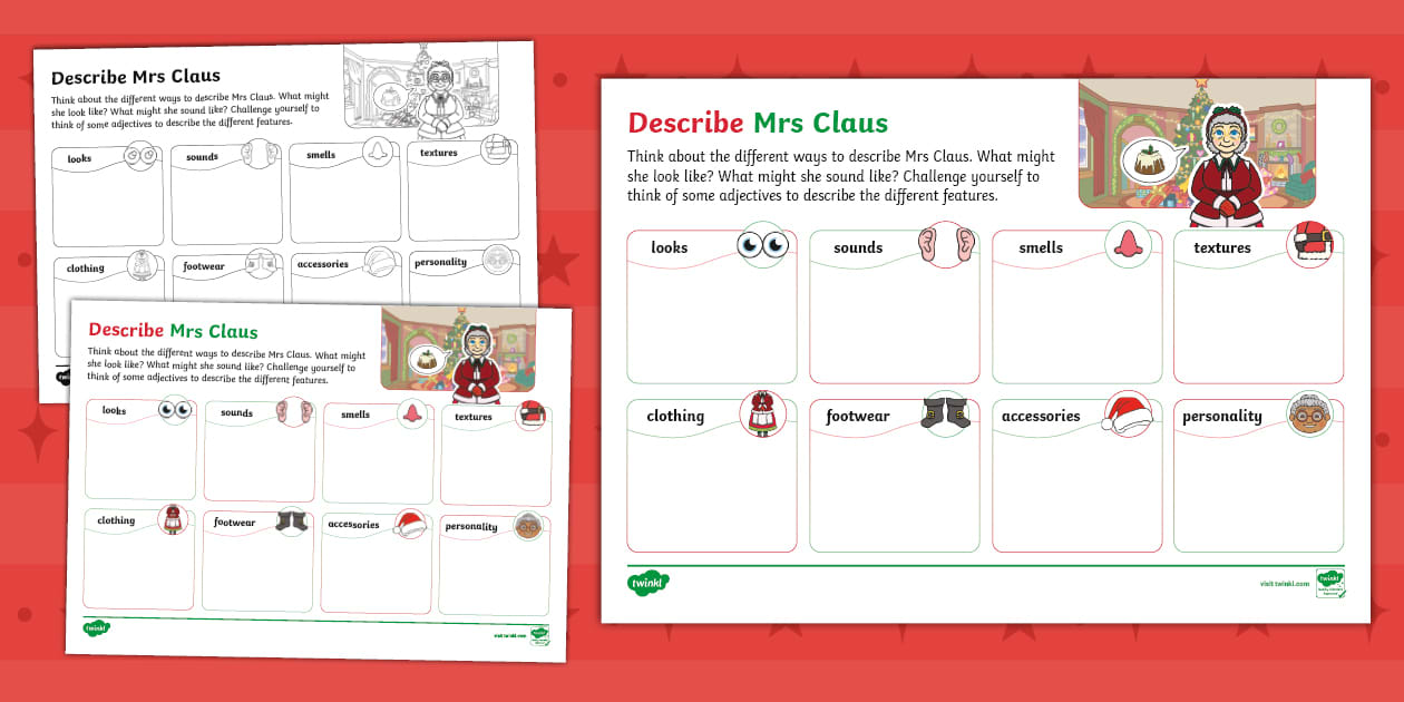 Mrs Claus KS1 Adjectives Worksheet