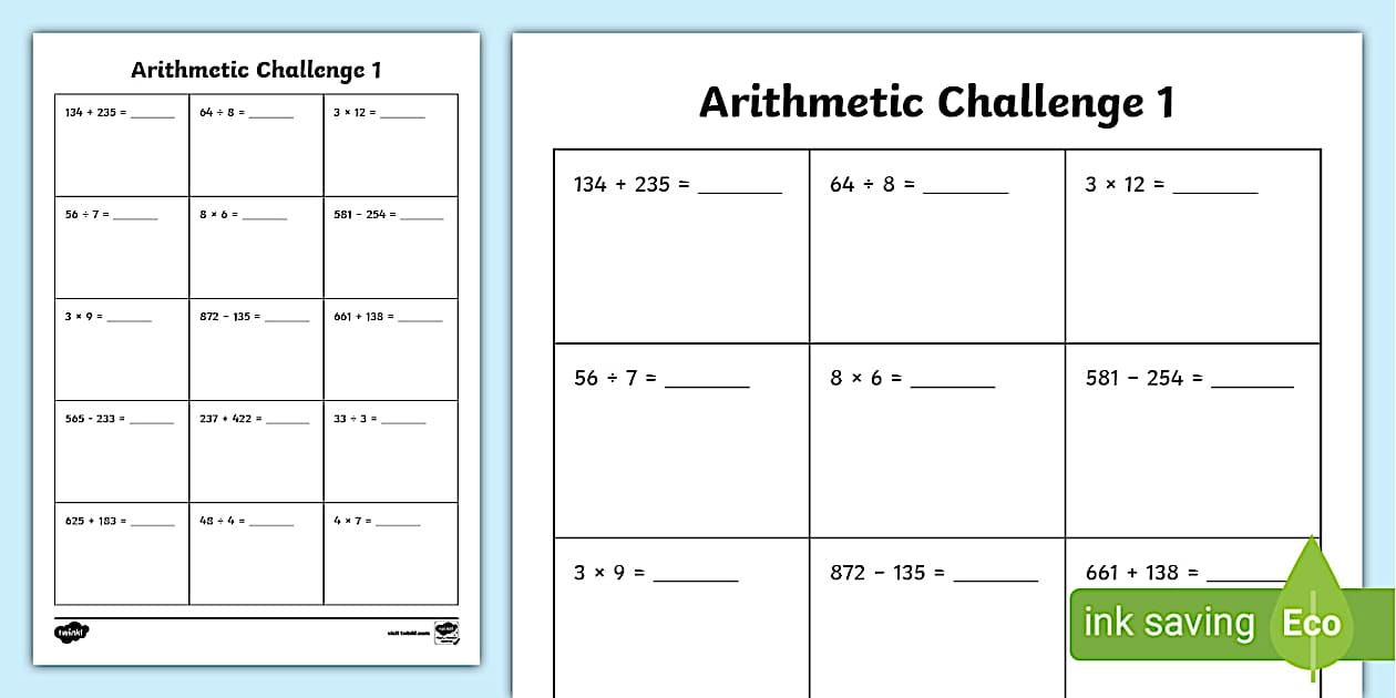 👉 Year 3 Arithmetic Challenge 1 (teacher made) - Twinkl