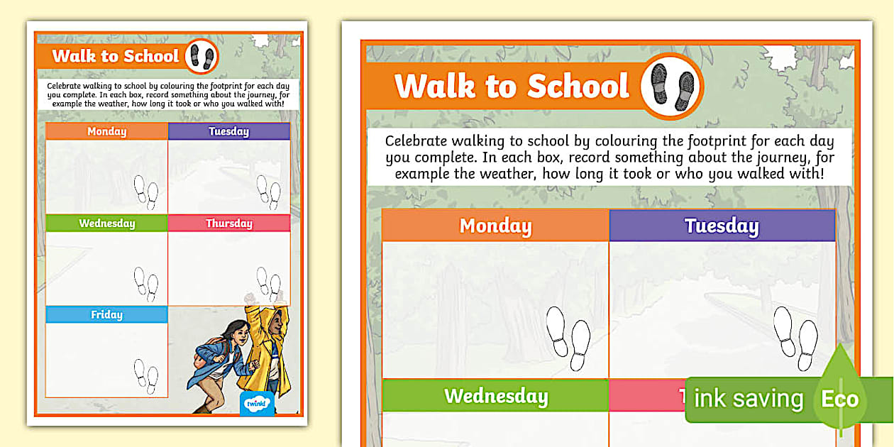 KS2 Walk to School Pupil Log (teacher made) - Twinkl