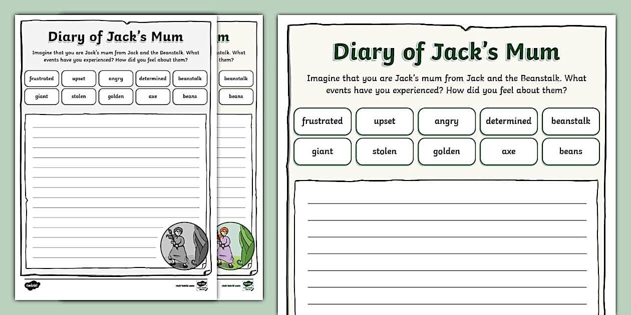 Diary of Jack's Mum Writing Template (teacher made) - Twinkl