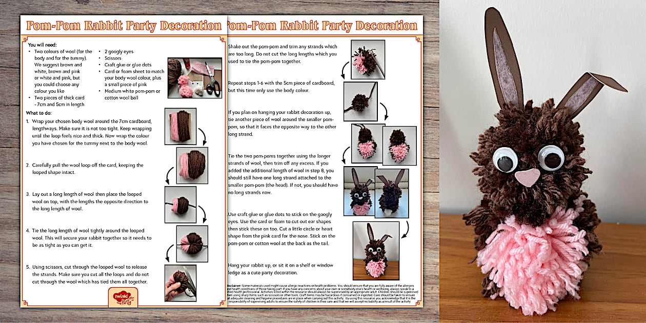Pom-Pom Rabbit Party Decoration Craft | Twinkl Party