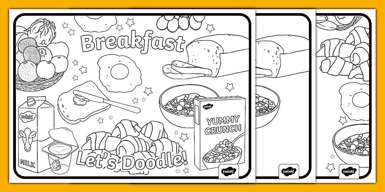 Let’s Doodle Breakfast-Themed Colouring Pages - Twinkl - KS1