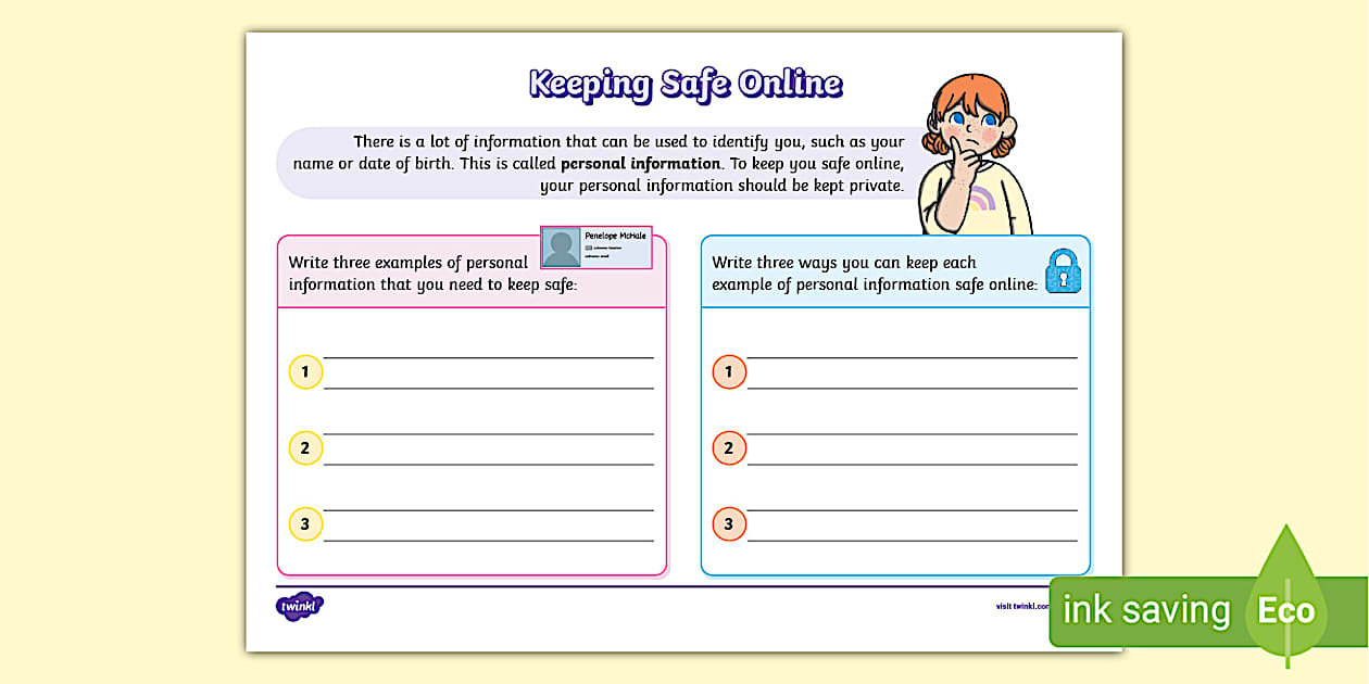 Keeping Safe Online Worksheet - KS1 - Digital Literacy