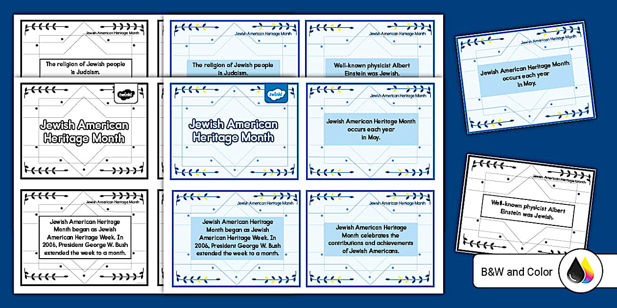Jewish American Heritage Month Information Cards for K-2nd