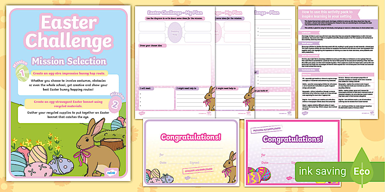 Easter Twinkl Task Challenge Activity Pack (teacher made)